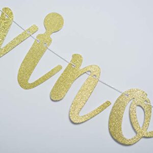 Vino Before Vows Banner for Engagement Bridal Shower Bachelorette Wine Winery Party Decorations Pre-strung Garland (Gold Glitter)