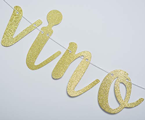 Vino Before Vows Banner for Engagement Bridal Shower Bachelorette Wine Winery Party Decorations Pre-strung Garland (Gold Glitter)