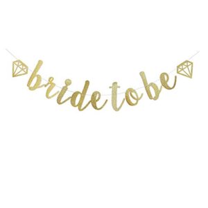 bride to be banner,gold glitter sign for wedding engagement party decorations,bridal shower party bunting, bachelorette party supplies