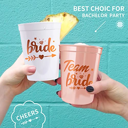 Bachelorette Party Favors Cups (11 packs),Bride & Team Bride Decorations Supplies for Wedding Shower Reusable Plastic Cups