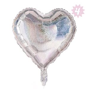 xo, fetti iridescent heart foil balloon pack – 4 pack | birthday party supplies, bachelorette party decorations, last disco, bday balloon arch, vday