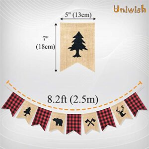 Uniwish Lumberjack Buffalo Plaid Banner for Kids Adults Birthday Party Decorations Garland Woodland Themed Baby Shower Photo Backdrop