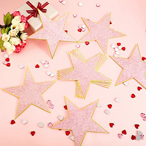 6 Inch Mini Star Paper Cutouts, Complete with Glitter Cardboard Stars and Twinkling Stars for Party Classroom Table DIY Decoration (24)