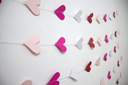 5 Pcs Heart Garland Banner, 100 Hearts Hanging Valentine's Day Decoration Garland for Anniversary Valentine's Day Wedding Birthday Party Decorations