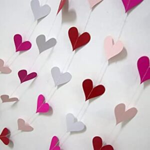 5 Pcs Heart Garland Banner, 100 Hearts Hanging Valentine's Day Decoration Garland for Anniversary Valentine's Day Wedding Birthday Party Decorations