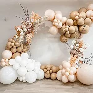 Nude Neutral Balloon Garland Arch Kit-119Pcs Tan Beige Double Stuffed Balloons White Sand Cream for Boho Teddy Bear Theme Baby Shower Gender Reveal Birthday Party Decoration Supplies