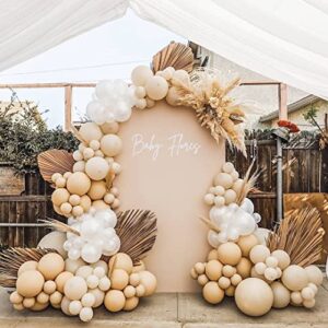 Nude Neutral Balloon Garland Arch Kit-119Pcs Tan Beige Double Stuffed Balloons White Sand Cream for Boho Teddy Bear Theme Baby Shower Gender Reveal Birthday Party Decoration Supplies