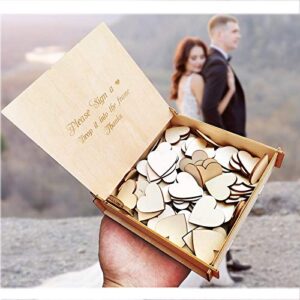 Wedding Guest Book Alternative Pen Sign Drop Top Wooden Frame for Baby Shower Birthday Party Decoration 120 Hearts