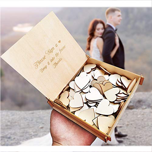 Wedding Guest Book Alternative Pen Sign Drop Top Wooden Frame for Baby Shower Birthday Party Decoration 120 Hearts