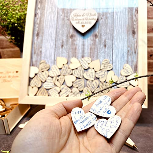 Wedding Guest Book Alternative Pen Sign Drop Top Wooden Frame for Baby Shower Birthday Party Decoration 120 Hearts