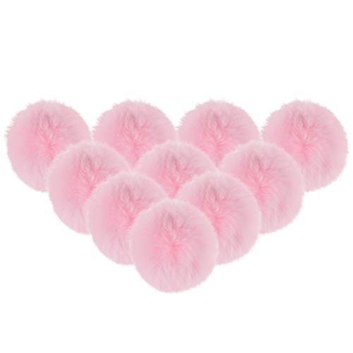 Bluecell 10pcs 2.75inch Artificial Rabbit Fur Pom Pom Ball for Handbag Pendant Key Ring Hats Decoration (Pink)