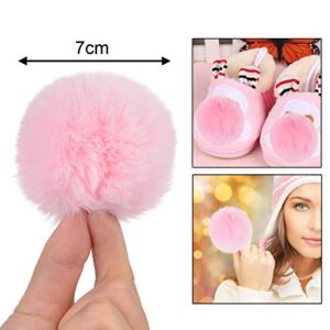 Bluecell 10pcs 2.75inch Artificial Rabbit Fur Pom Pom Ball for Handbag Pendant Key Ring Hats Decoration (Pink)