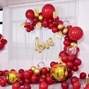 QUAXTAL 120Pcs Red and Gold Balloons Birthday Party Decorations, Ballons Balloon Garland Kit, Wedding Engagement Propose Valentine's Day Happy Anniversary New Year Gold,red