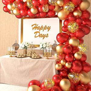 QUAXTAL 120Pcs Red and Gold Balloons Birthday Party Decorations, Ballons Balloon Garland Kit, Wedding Engagement Propose Valentine's Day Happy Anniversary New Year Gold,red