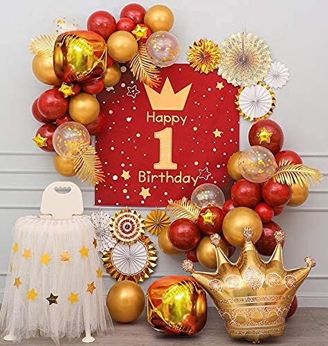 QUAXTAL 120Pcs Red and Gold Balloons Birthday Party Decorations, Ballons Balloon Garland Kit, Wedding Engagement Propose Valentine's Day Happy Anniversary New Year Gold,red