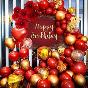 QUAXTAL 120Pcs Red and Gold Balloons Birthday Party Decorations, Ballons Balloon Garland Kit, Wedding Engagement Propose Valentine's Day Happy Anniversary New Year Gold,red