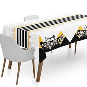 graduation table cloths – 3pcs – graduation party decorations 2022 – graduation party supplies 2022 jumbo 3 pack 120”x56” – congrats grad table cover graduation decor black & gold runner tablecloth