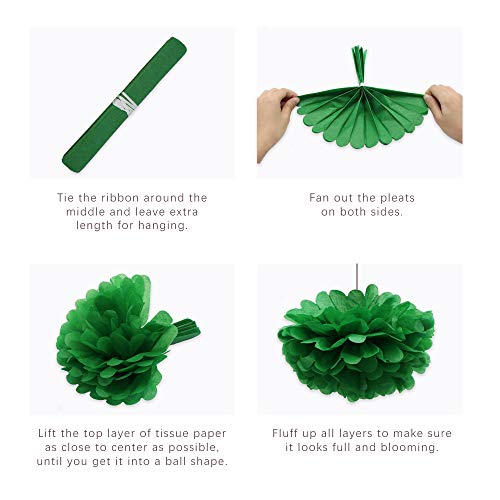 Meiduo Red Green White Christmas Fiesta Brands Mexican Italian Party Decorations Paper Fans Lanterns Flower Pom Poms Felt Pennant Balloons for Graduations St. Patrick's Day Birthday Baby Shower