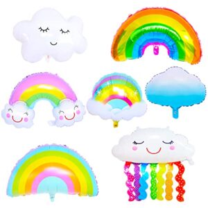 7 pcs rainbow balloons cloud balloons rainbow foil balloons cloud foil mylar balloons rainbow cloud balloons birthday foil balloon smiling face tassel balloons photo prop party decoration