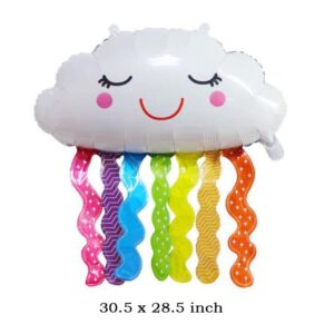 7 Pcs Rainbow Balloons Cloud Balloons Rainbow Foil Balloons Cloud Foil Mylar Balloons Rainbow Cloud Balloons Birthday Foil Balloon Smiling Face Tassel Balloons Photo Prop Party Decoration