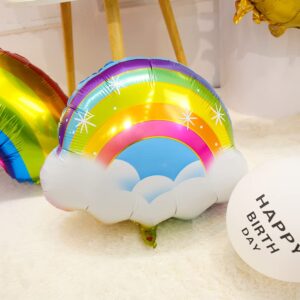 7 Pcs Rainbow Balloons Cloud Balloons Rainbow Foil Balloons Cloud Foil Mylar Balloons Rainbow Cloud Balloons Birthday Foil Balloon Smiling Face Tassel Balloons Photo Prop Party Decoration