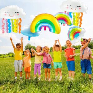 7 Pcs Rainbow Balloons Cloud Balloons Rainbow Foil Balloons Cloud Foil Mylar Balloons Rainbow Cloud Balloons Birthday Foil Balloon Smiling Face Tassel Balloons Photo Prop Party Decoration