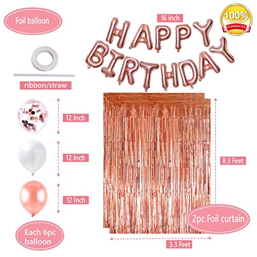 OUGOLD 21st Birthday Decorations Rose Gold Party Supplies for her Gift Finally 21 sash Garland Happy Birthday Balloon foil Curtain Backdrop Props Cake Topper &Confetti Ballon 21st Bday