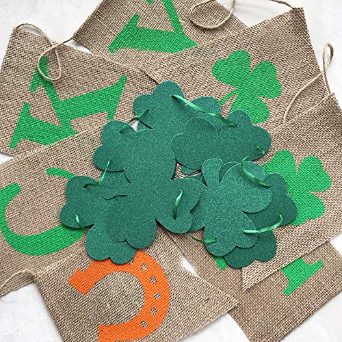 Uniwish Lucky Shamrock Banner Garland St. Patricks Day Decorations for Mantel Fireplace Wall Hanging Decor Irish Party Supplies