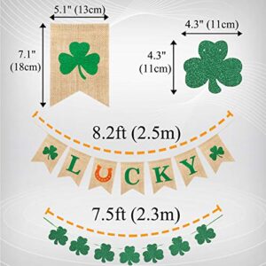 Uniwish Lucky Shamrock Banner Garland St. Patricks Day Decorations for Mantel Fireplace Wall Hanging Decor Irish Party Supplies