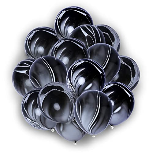 Black Marble Balloons 12 Inch Marble Agate Latex Balloons 50PCS Black and White Marble Balloons Tie Dye Black Balloons for Birthday Party Decorations Wedding Baby Shower Halloween Festival Photobooth