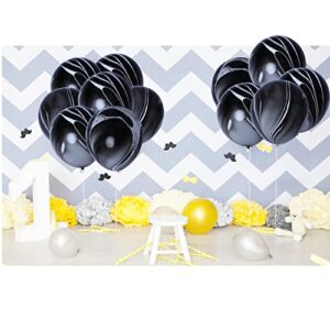 Black Marble Balloons 12 Inch Marble Agate Latex Balloons 50PCS Black and White Marble Balloons Tie Dye Black Balloons for Birthday Party Decorations Wedding Baby Shower Halloween Festival Photobooth