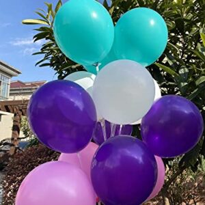 60 pcs 12 Dark Violet Purple Teal Pink White Inch Latex Balloons Decorations, Birthday Wedding Baby Shower Party Balloons Decorations(Dark Violet Purple Cyan Pink White)