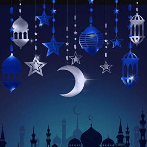 islamic silver blue star crescent moon lantern ramadan garland eid decoration home happy ramadan mubarak party decor hanging streamer wedding backdrop banner aladdin birthday party supplies