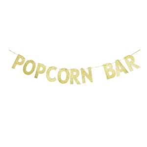 popcorn bar banner, popcorn theme party sign, kids/children birthday decors, fiesta party sign garland gold gliter paper