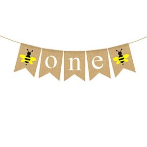 rainlemon jute burlap bumble bee one high chair banner baby boy girl 1st birthday party highchair decoration