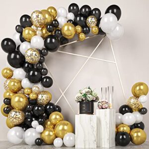 balloon arch kit garland decorations – 124 pcs latex black white gold confetti balloons 16ft, oh baby theme, bridal shower birthday wedding graduation bachelorette anniversary party backdrop diy décor