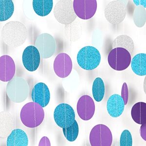 purple-blue silver frozen-christmas party-decorations streamers – 52ft winter girl birthday new year paper garland hanging banner,wonderland mermaid baby shower wedding supplies decor lasting surprise