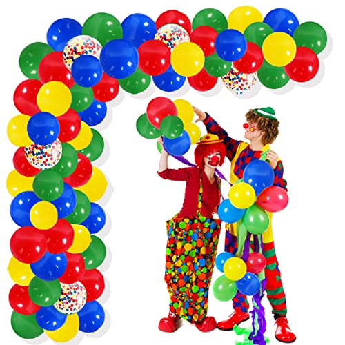 Red Green Blue Yellow Balloon Garland Kit - 127PCS Red Blue Yellow Green Balloons for Sesame Street Super Mario Toy Story Birthday Transportation Monster Superhero Carnival Circus Party Decorations