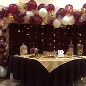 Wine Burgundy Balloon Garland Kit, 12" 5" Burgundy Balloons Gold Confetti Balloon 16 Feet Balloon Strip Tape Set for Burgundy Theme Party Wedding Decorations