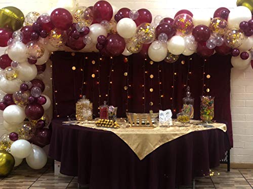 Wine Burgundy Balloon Garland Kit, 12" 5" Burgundy Balloons Gold Confetti Balloon 16 Feet Balloon Strip Tape Set for Burgundy Theme Party Wedding Decorations