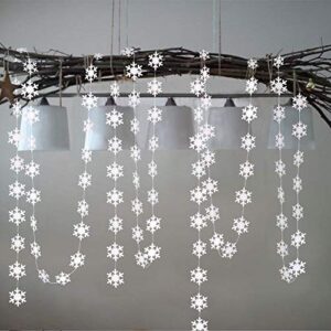 pearl white icy snowflake garland kit hanging christmas decorations snowflakes tree decor streamer bunting banner for winter wonderland party birthday wedding new year baby shower home decor