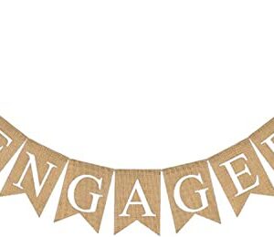 Engaged Burlap Banner Rustic Engagement Party Decorations Bunting Garland