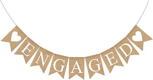 Engaged Burlap Banner Rustic Engagement Party Decorations Bunting Garland