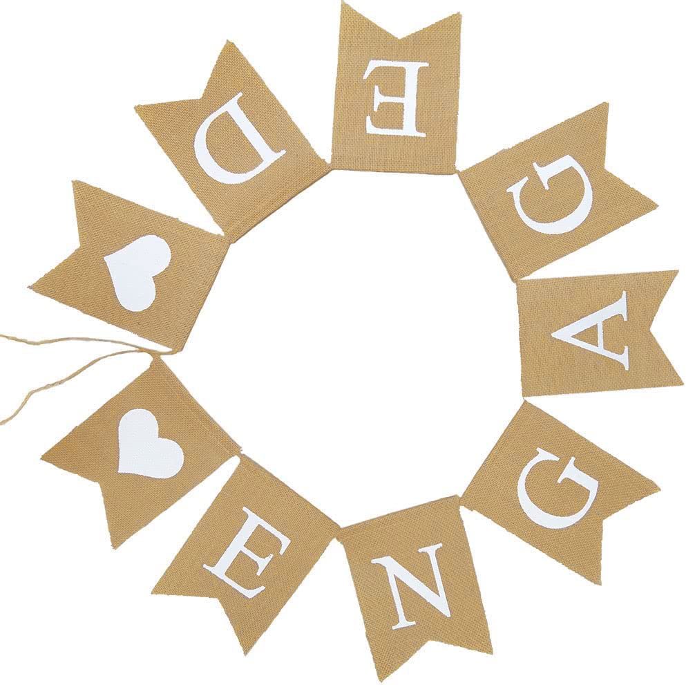 Engaged Burlap Banner Rustic Engagement Party Decorations Bunting Garland