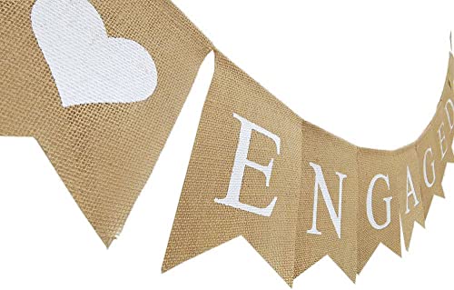 Engaged Burlap Banner Rustic Engagement Party Decorations Bunting Garland