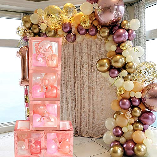 Bridal Shower Decorations Rose Gold Boxes | Bachelorette Party Decorations | Baby Shower Decorations for Girls | Happy Birthday Decorations Balloon DIY Name Box with A-Z Letters & Balloons JSN PARTY