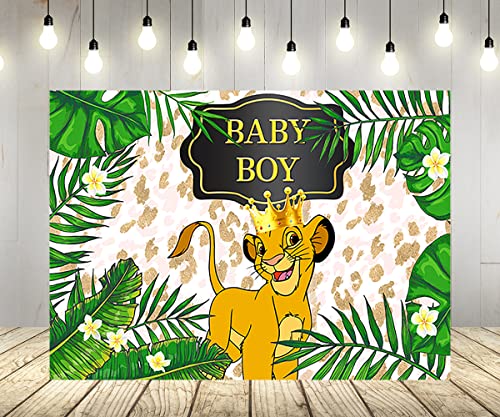 Jungle Safari Baby The Lion King Backdrop for Gender Reveal Party Supplies Baby Boy Baby Shower Banner for Birthday Party Decoration 5x3ft