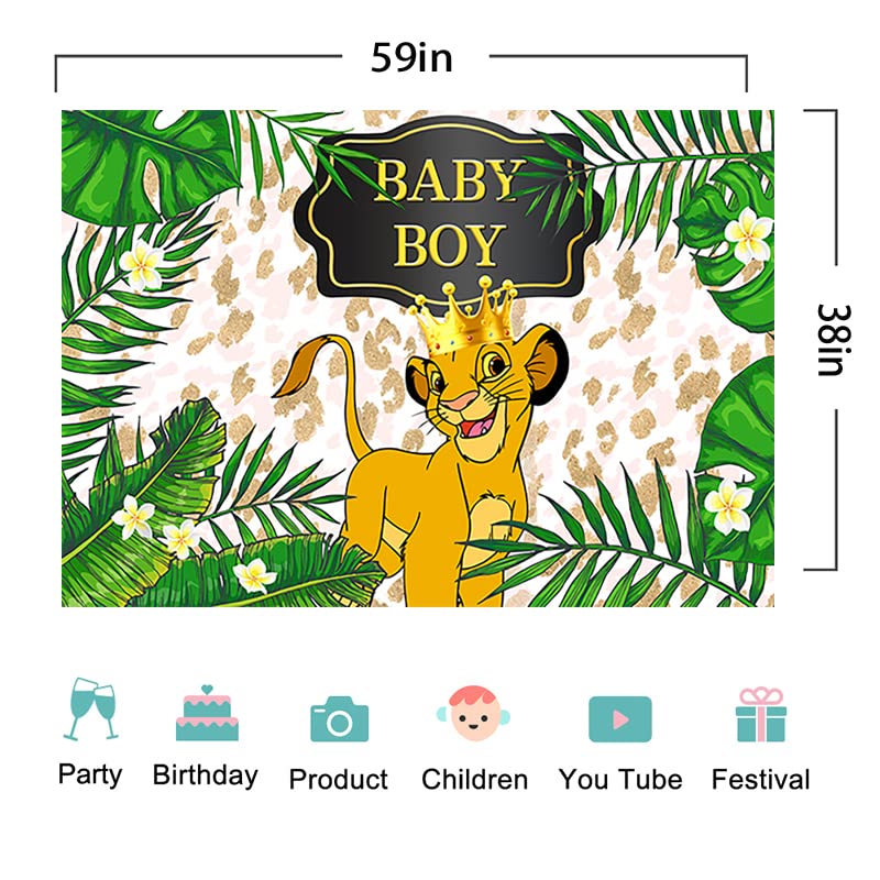 Jungle Safari Baby The Lion King Backdrop for Gender Reveal Party Supplies Baby Boy Baby Shower Banner for Birthday Party Decoration 5x3ft