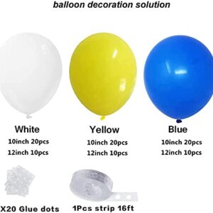 Blue White Yellow Balloon Garland Kit, 90 Pack Blue White Yellow Latex Balloons with 16FT Strip for Baby Shower Anniversary Birthday Wedding Graduation Office Party DIY Decoration