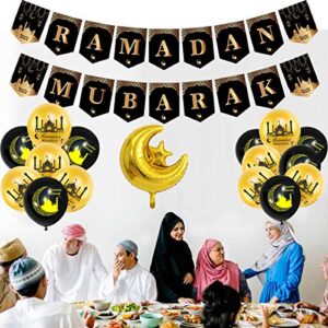 Ramadan Mubarak Decorations Ramadan Mubarak Banner Plus Ramadan Mubarak Balloons for Ramadan Party Decorations Mubarak Home Decorations